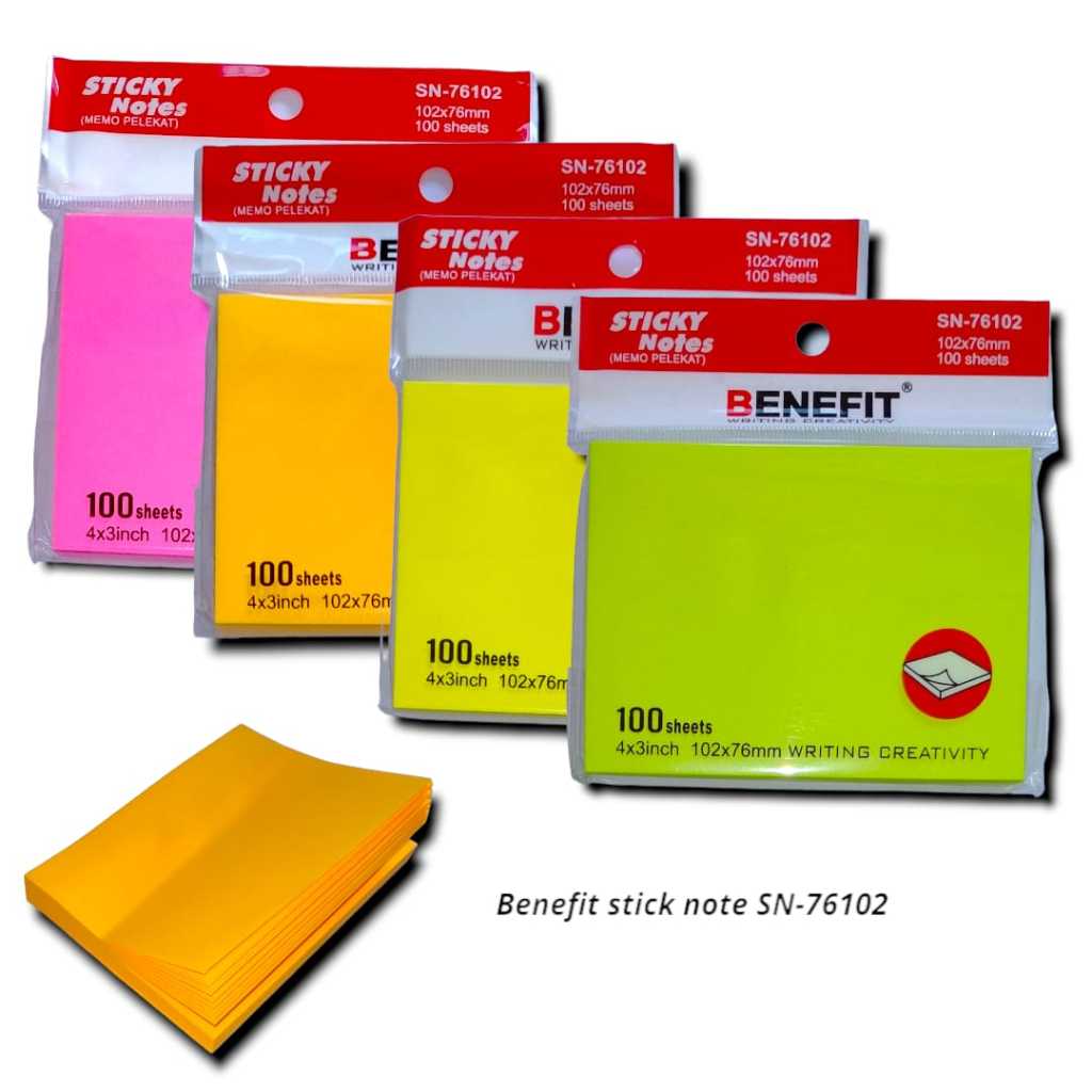 Jual Sticky Notes Memo Kertas Tempel Besar Warna Campur 76x100 mm isi ...