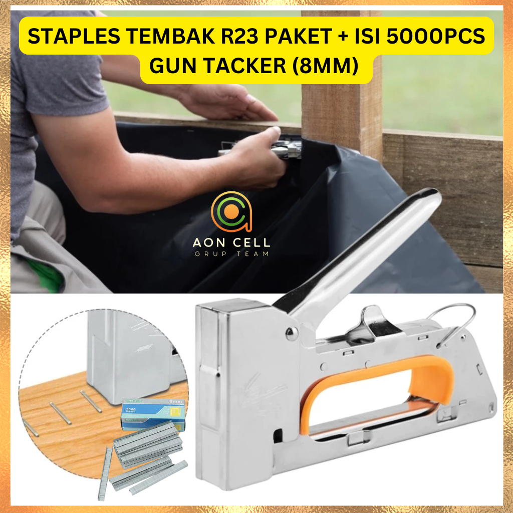 Jual Staples Tembak R23 Paket + Isi 5000pcs Gun Tacker (8mm) | Shopee ...