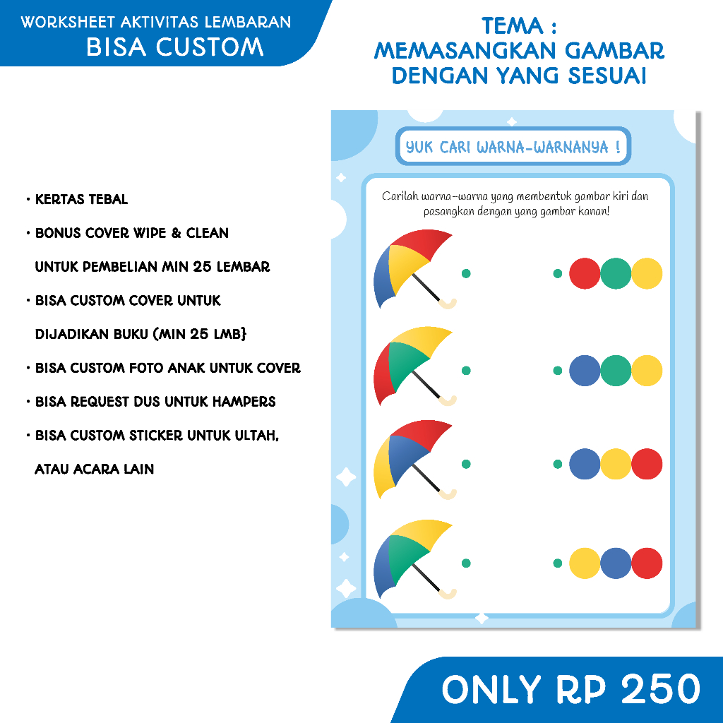 Jual ASHJENA Lembar Aktivitas anak Worksheet montessori Pra-TK PAUD TK ...