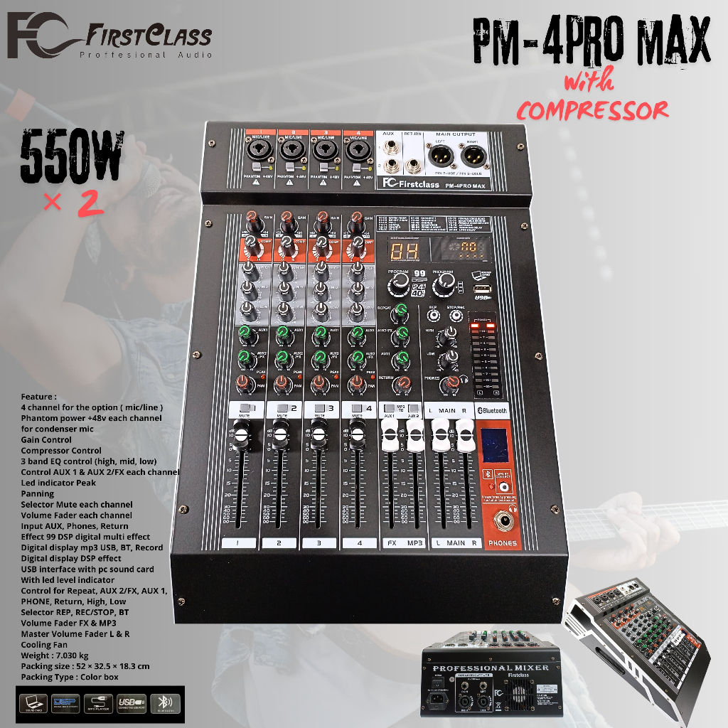 Jual Power Mixer 4 Channel With Compressor Firstclass PM 4 PRO MAX ...
