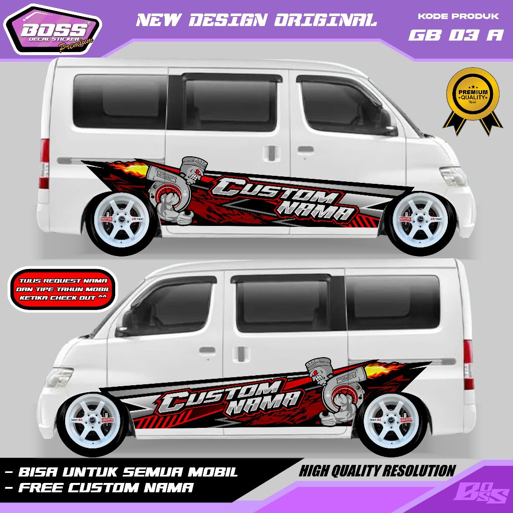Jual GB 03 - STIKER DECAL MOBIL GRANMAX MINIBUS LUXIO APV BLINVAN ...