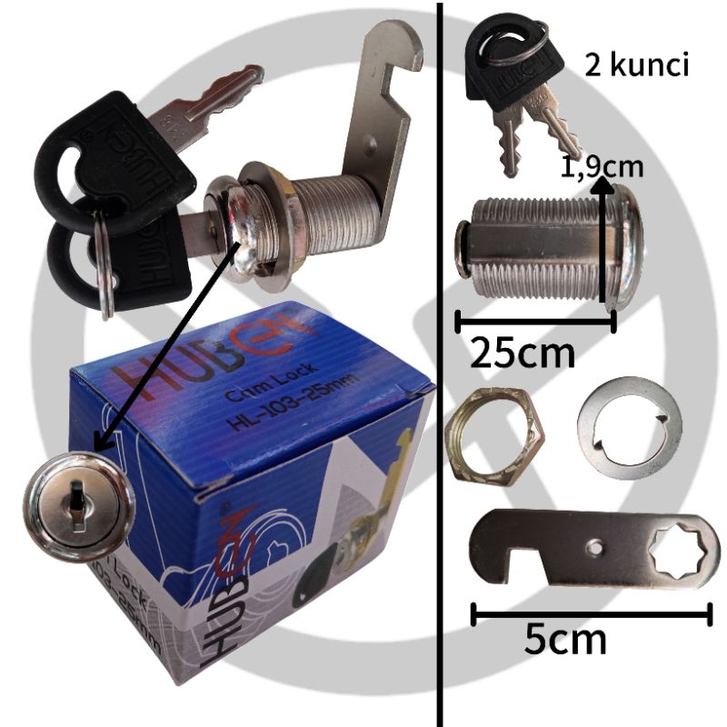 Jual kunci laci kait, kunci loker HUBEN HL-130-25mm | Shopee Indonesia
