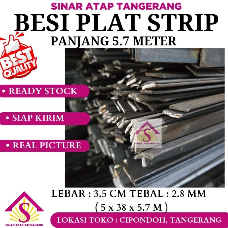 Jual Besi Plat Strip Lebar 3.5cm Tebal 2.8mm Panjang 5,7 Meter | Shopee ...