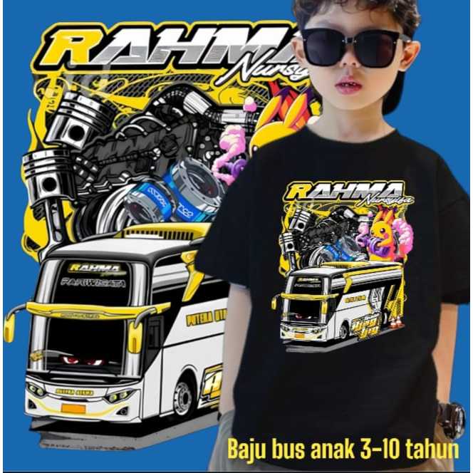 Jual Rahma nursyifa kaos bus basuri telolet viral anak 3-10 tahun free stiker | Shopee Indonesia
