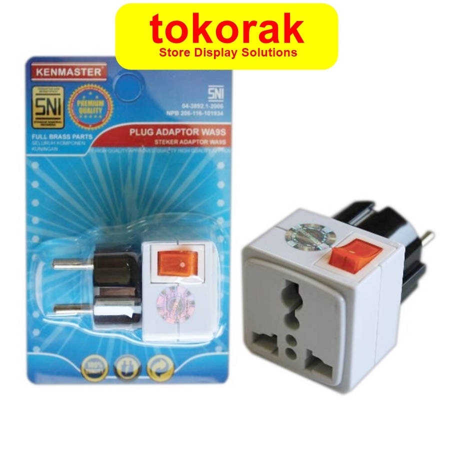 Jual STEKER COLOKAN LISTRIK KAKI 2 KAKI 3 SAKLAR ON OFF PLUG ADAPTOR STEKER KENMASTER WA9S ...