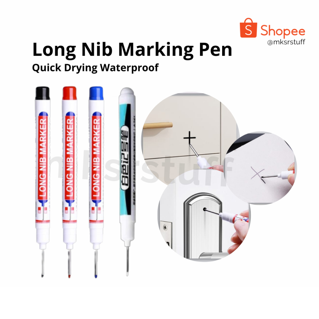 Jual Paket 6pcs: Long Nib Marking Pen (Merah / Hitam / Biru / Putih ...
