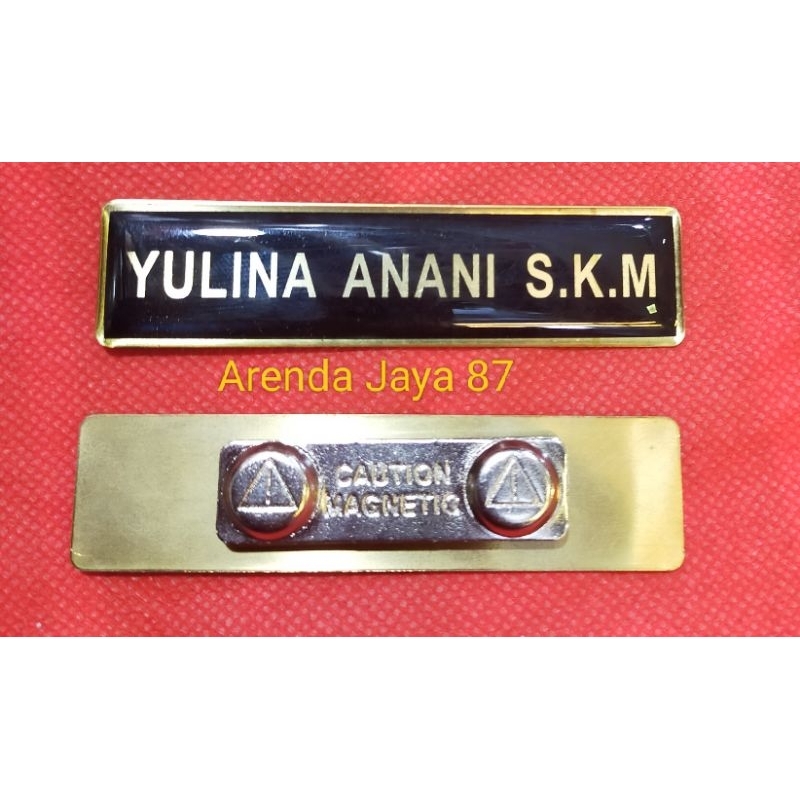 Jual Nama dada/Name tag Kuningan menggunakan magnet | Shopee Indonesia