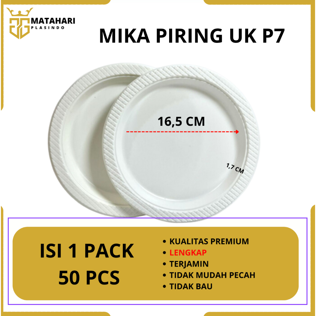 Jual GMP - Piring Plastik / Mika Putih Isi 50 Pcs UKURAN 7Sekali Pakai ...