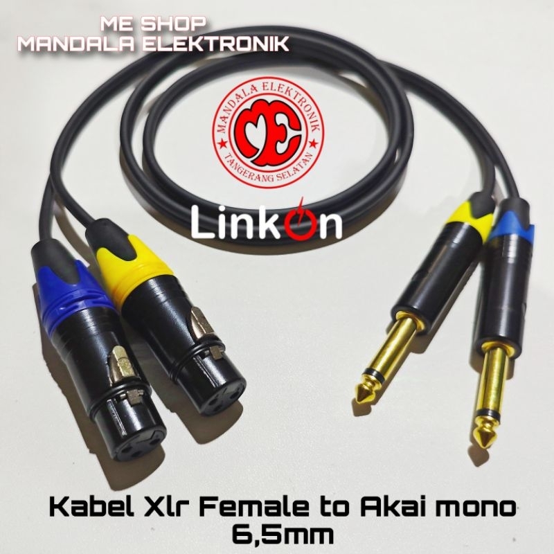 Jual kabel jack xlr female to jack akai mono 6,5mm harga 1set kabel linkon original - 50Cm ...