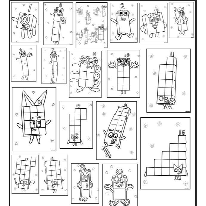 Jual Lembar Mewarnai Untuk Anak Tema Number Block 20 Lembar | Shopee ...
