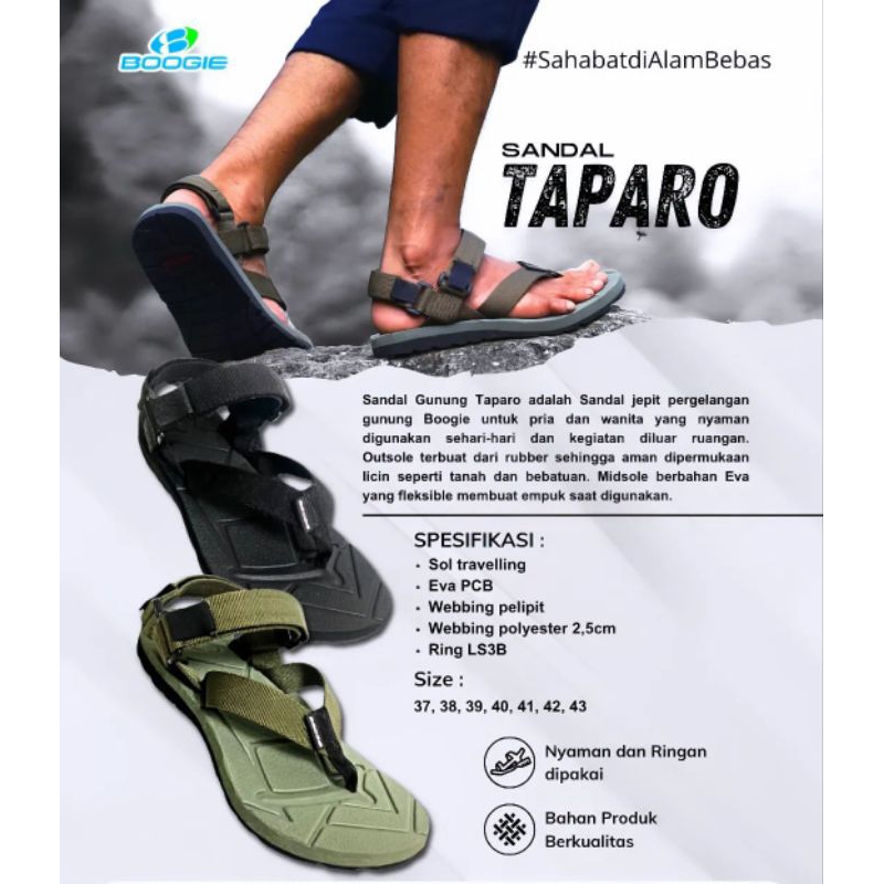 Jual Boogie - Sandal Outdoor Gunung Taparo | Jepit Pergelangan pria wanita - Hitam | Shopee ...