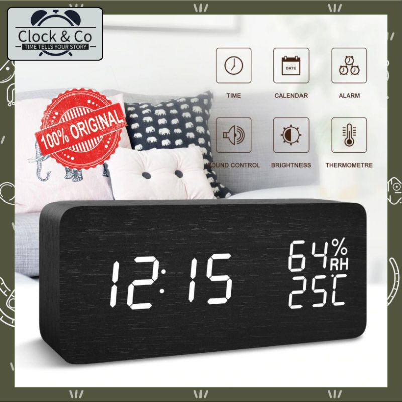 Jual Jam Meja Digital LED Clock Temperature Humidity Control | Shopee ...