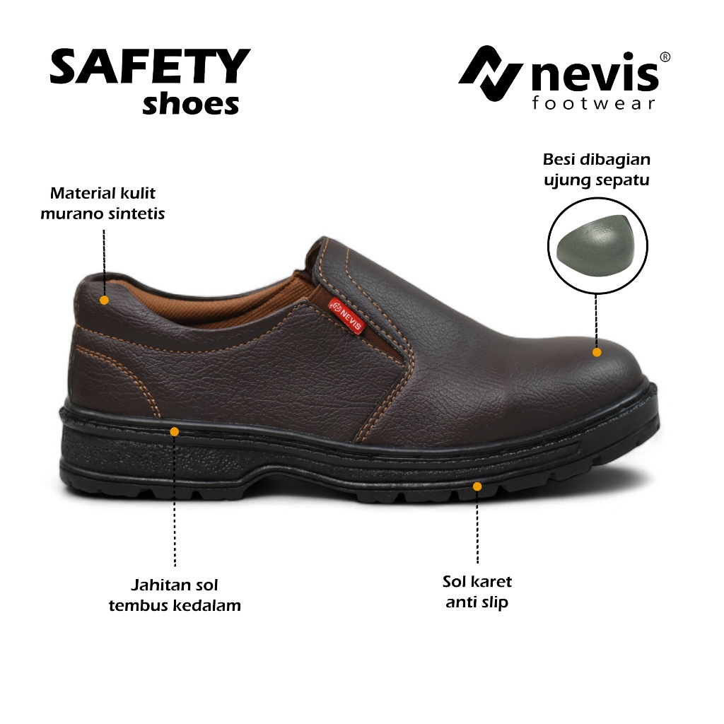 Jual NEVIS Sepatu Safety Slip On Pria Asgard Original Ujung Besi Kerja ...