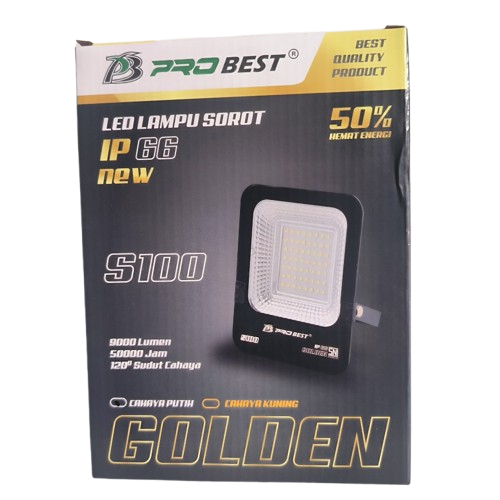 Jual Probest Golden Lampu sorot led 100w flood light CAHAYA PUTIH IP66 SNI | Shopee Indonesia