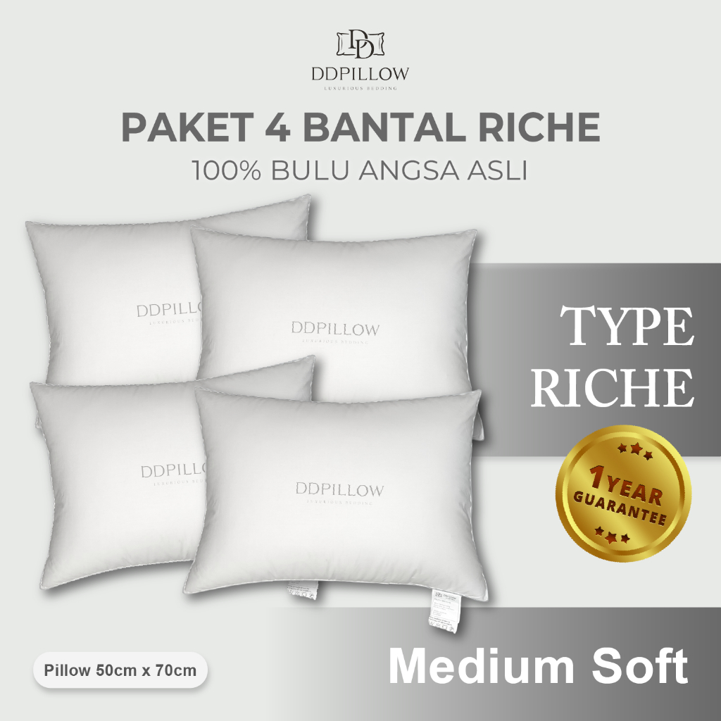 Jual DDPillow Set 4 Bantal Bulu Angsa Asli / Bantal Hotel, Type Riche (Medium Soft) | Shopee ...