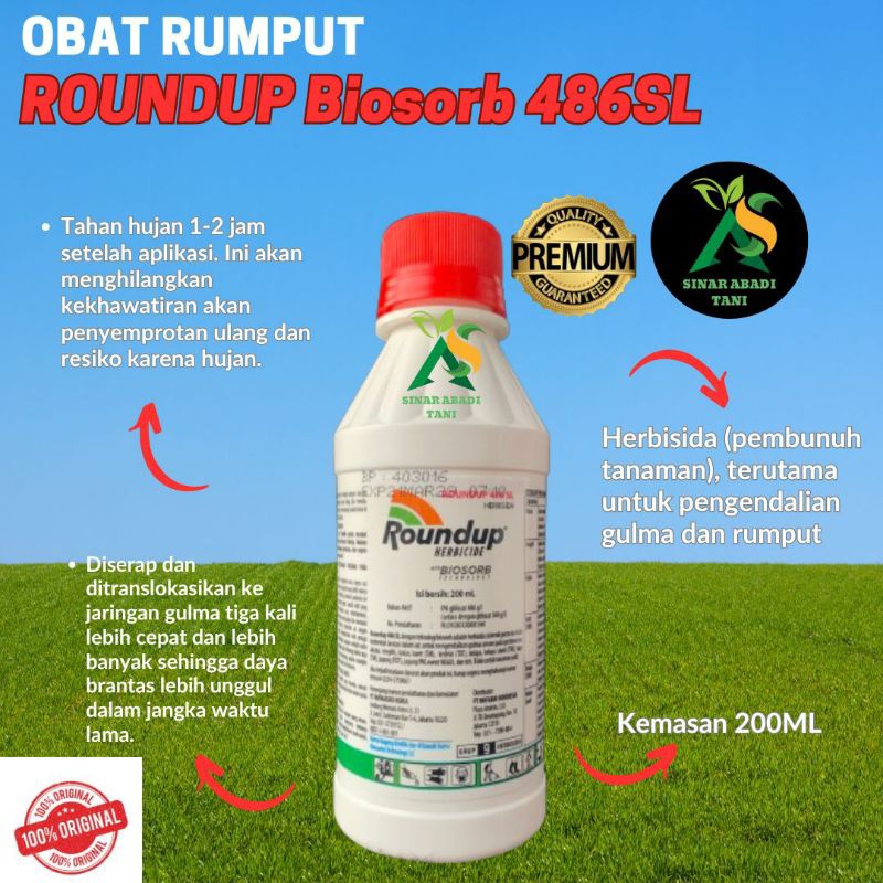 Jual Roundup 486 SL Obat Untuk Rumput Liar / Gulma ( Herbisida ) 200 ml | Shopee Indonesia