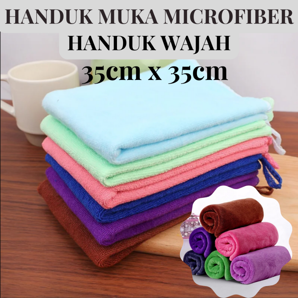 Jual Handuk Muka Microfiber 35cm x 35cm / Handuk Wajah Microfiber 35cm ...