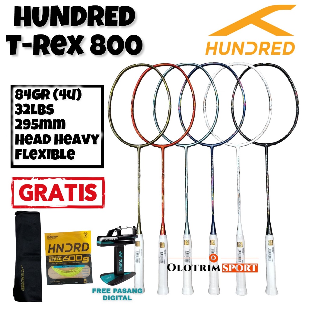 Jual Raket Badminton HUNDRED T-REX 800 32lbs T REX HDRD HNDRD Original ...