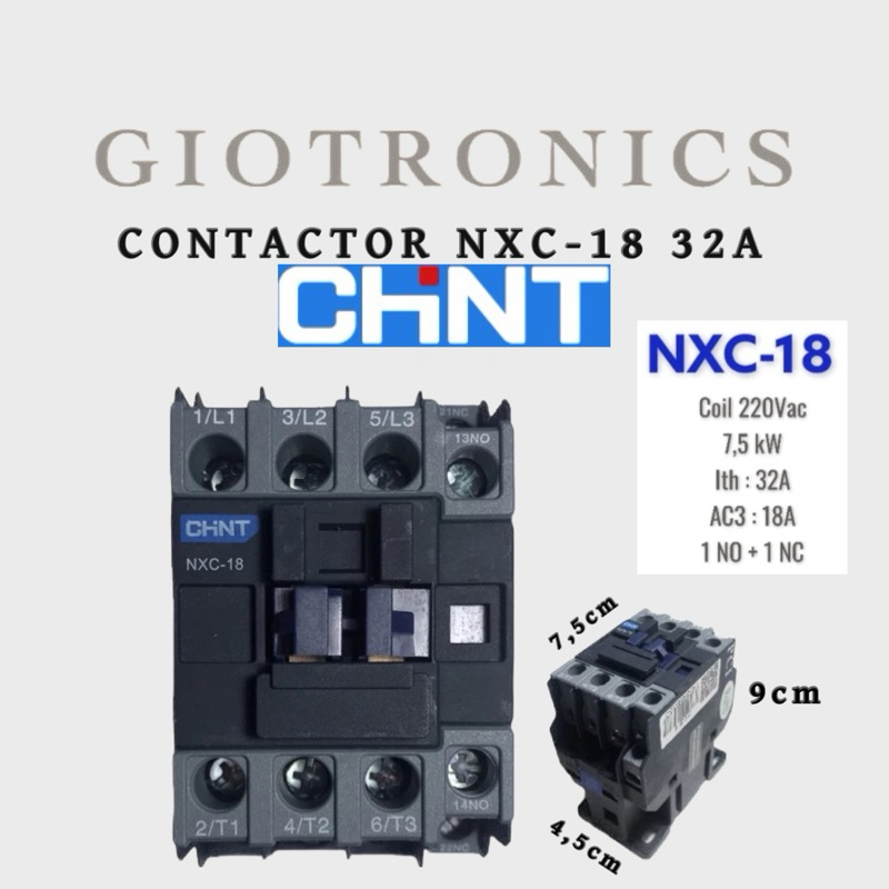 Jual Contactor Chint Coil 220Vac / 220V NXC 18 / NXC 25 / NXC 32 KONTAKTOR | Shopee Indonesia