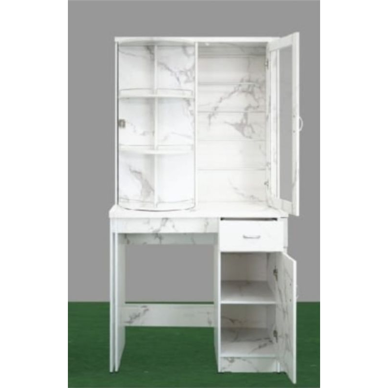 Jual Meja Rias Motif Marmer | Kuat + Tebal | Kaca Putar | Kaca Sliding ...