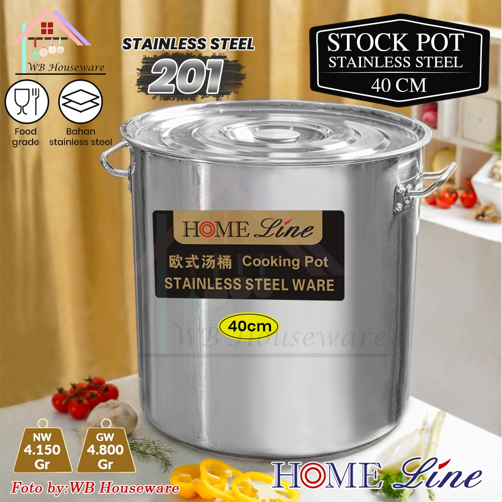 Jual HOMELINE Panci jumbo besar 40cm stainless steel / stockpot ...