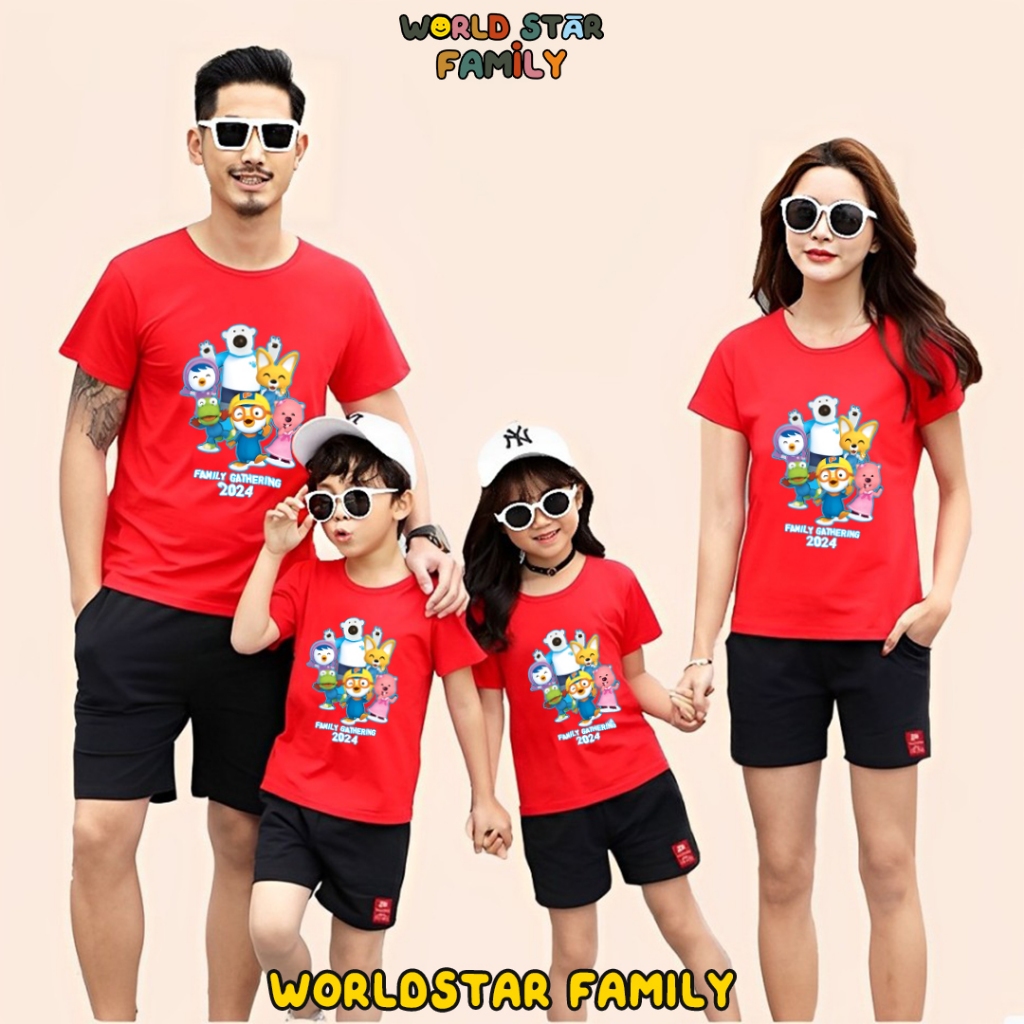 Jual WSF Kaos Couple Keluarga PORORO FAMILY GATHERING Kaos Couple ...