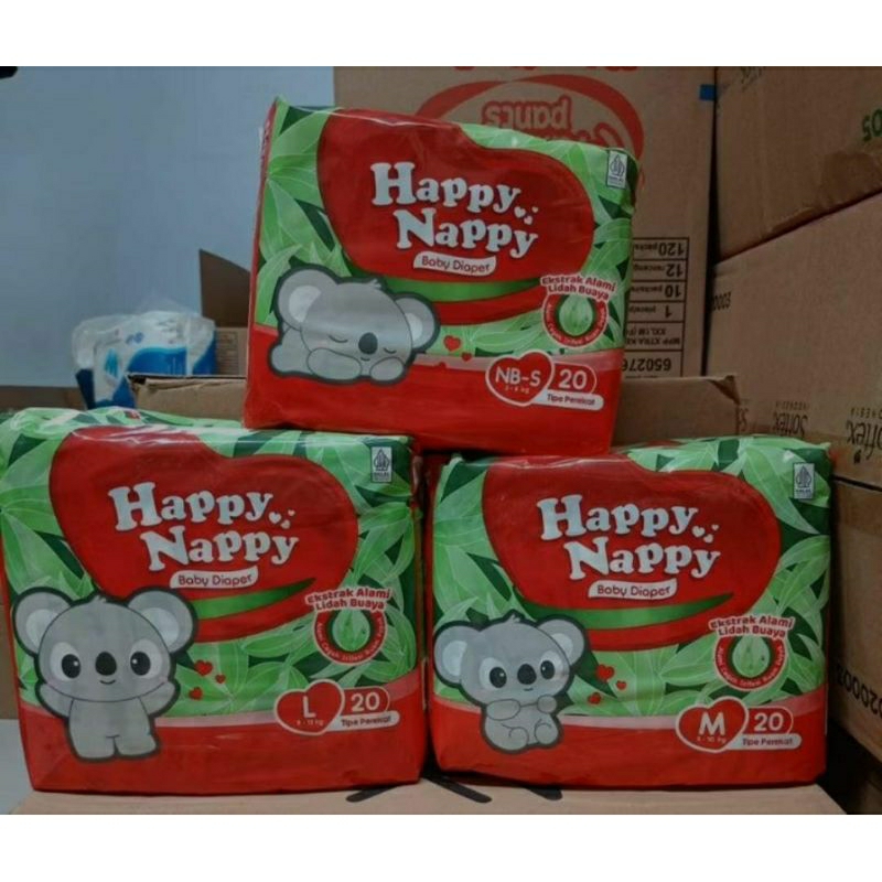 Jual Happy Nappy Diapers (perekat) NB-S20, M20, L20 | Shopee Indonesia