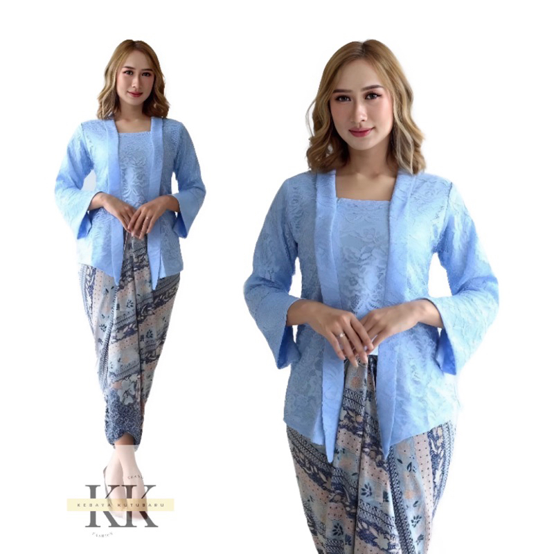 Jual Setelan kebaya termurah kutubaru brokat plus rok lilit batik model terbaru warna hitam ...