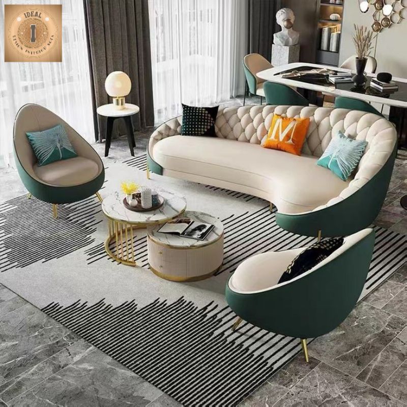 Jual Sofa living room Gaya italia aesthetic Sofa Set Meja oval Modern ...