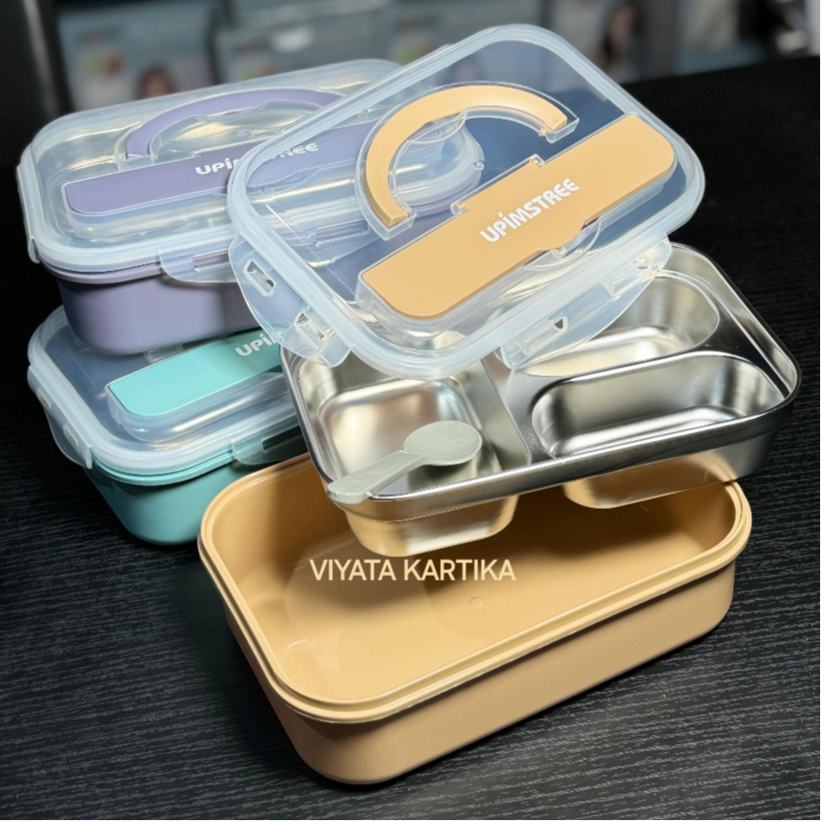 Jual kotak makan bekal stainless 304 lunch box set 3 sekat tebal BPA Free | Shopee Indonesia