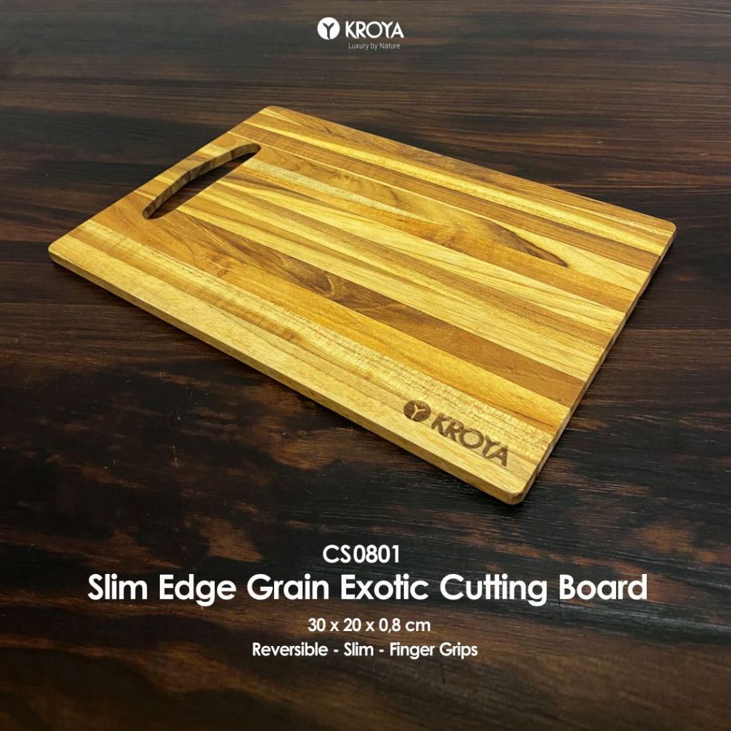 Jual Kroya Solid Teak Slim Exotic Edge Grain Cutting Board CS0801 | Shopee Indonesia