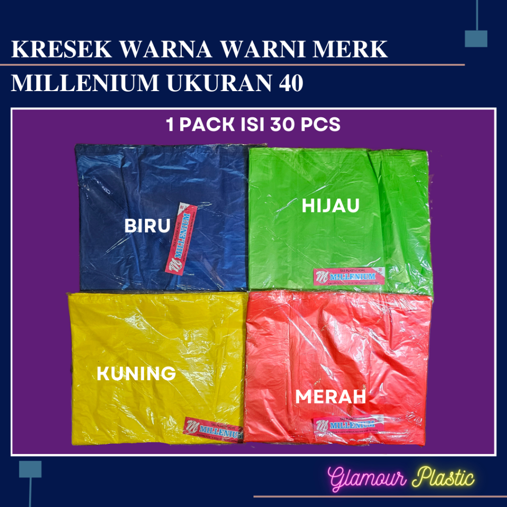 Jual KRESEK WARNA WARNI MERK MILLENIUM UKURAN 40 (KURANG LEBIH ISI 30 ...