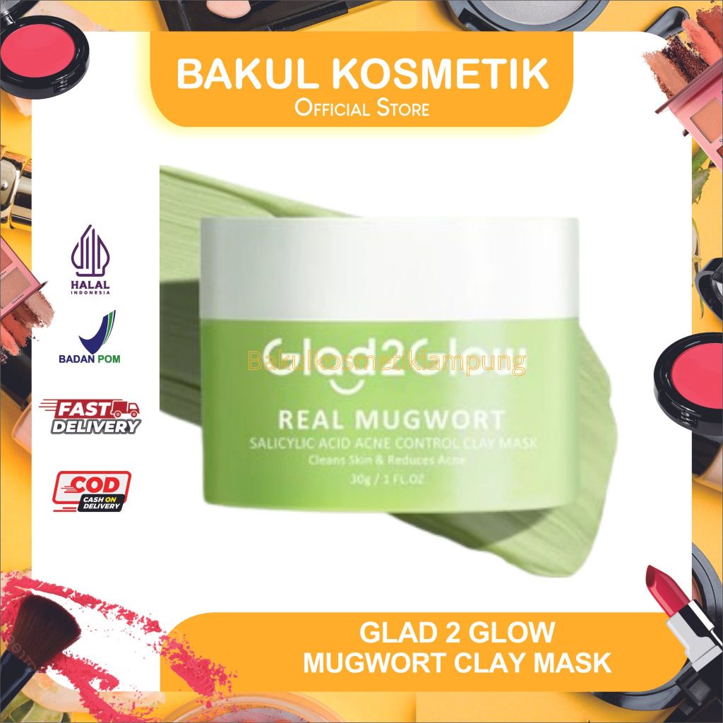 Jual GLAD2GLOW REAL MUGWORT SALICYLIC ACID ACNE CONTROL CLAY MASK | Shopee Indonesia