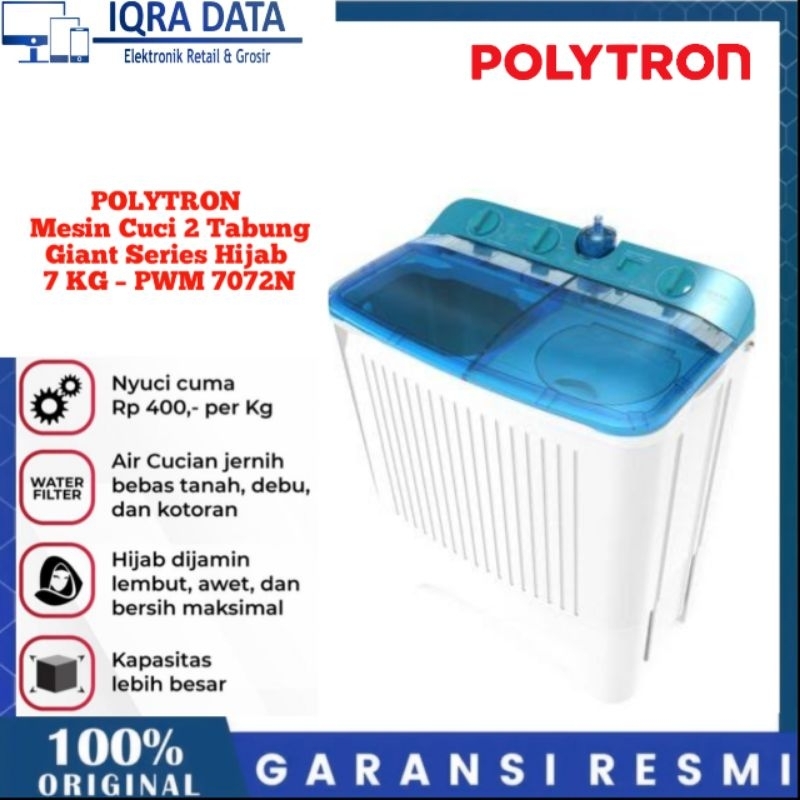 Jual Mesin Cuci Polytron 7KG 2 Tabung Hijab Mode PWM-7072 Garansi Resmi ...
