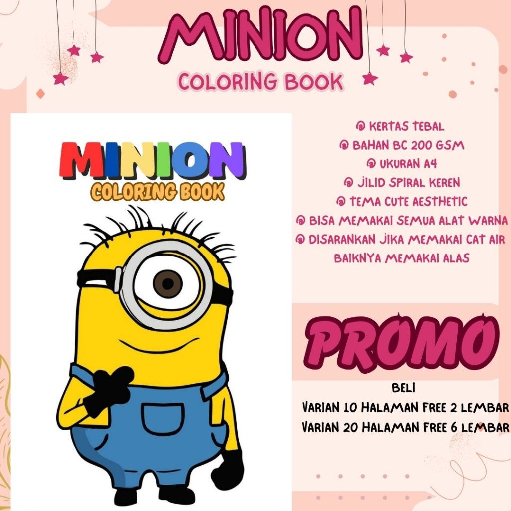Jual MINION Healing Relaxing Coloring Book Activity Buku Mewarnai Anak ...
