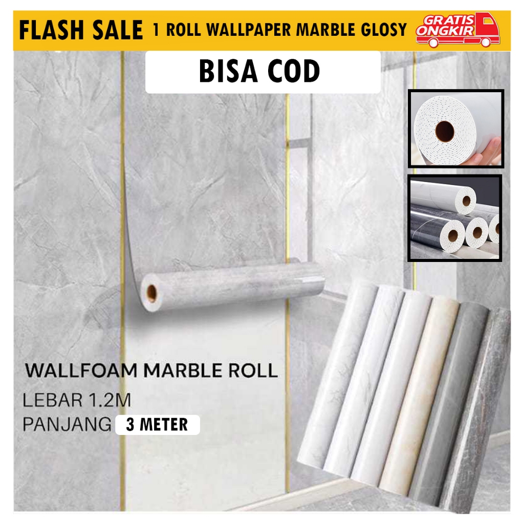 Jual Wallpaper Dinding Foam Marmer Sooku Roll Sticker Kamar Dekorasi ...
