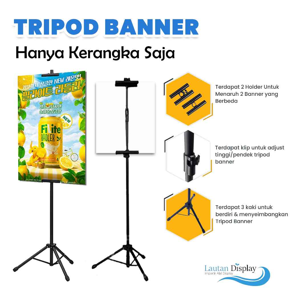 Jual Tripod Standing Banner 2 Sisi Dudukan Display Signage Stand T Baner Poster Tiang Berdiri ...