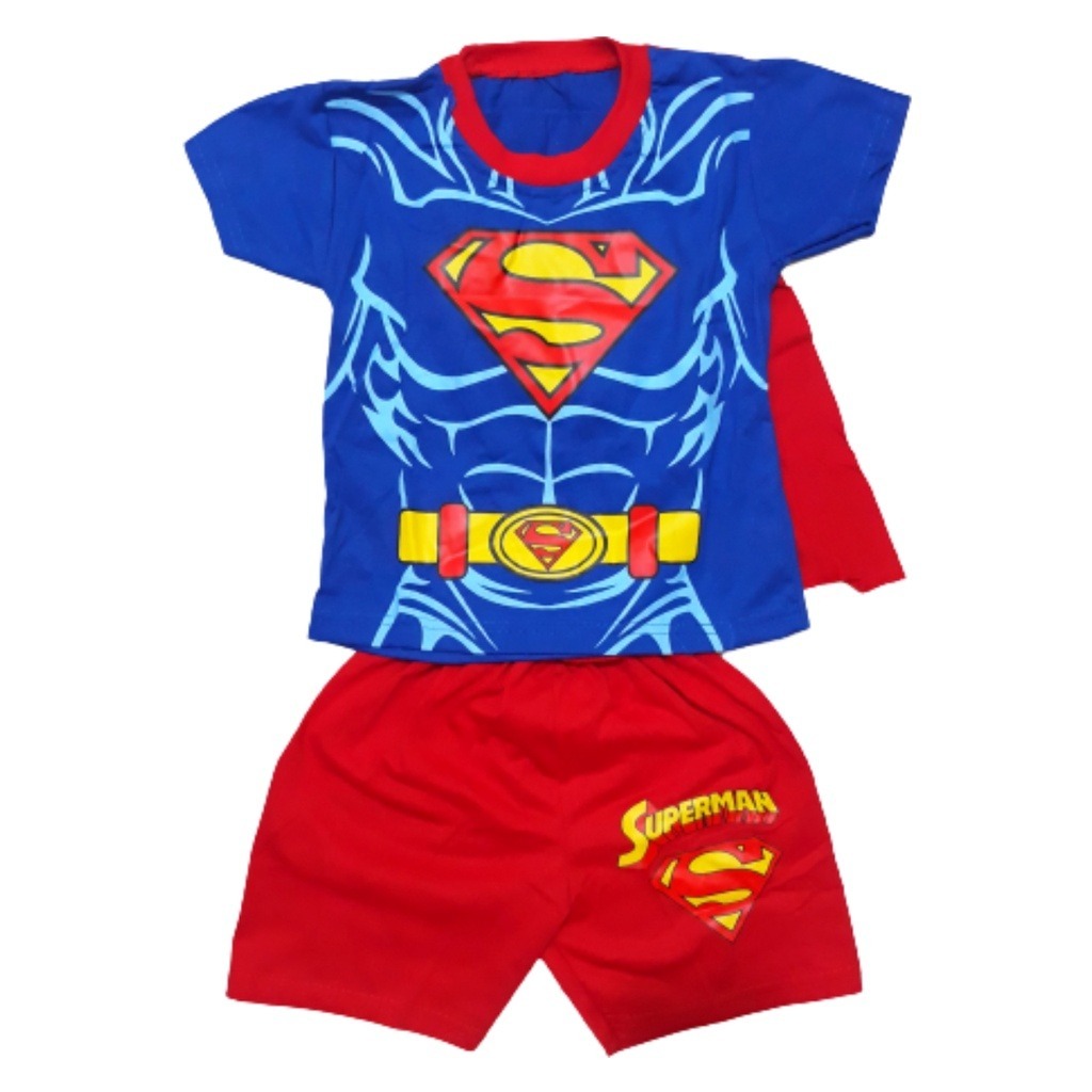 Jual SETELAN BAJU ANAK SUPERMAN LENGAN PENDEK SAYAP UNTUK ANAK 2-10 ...