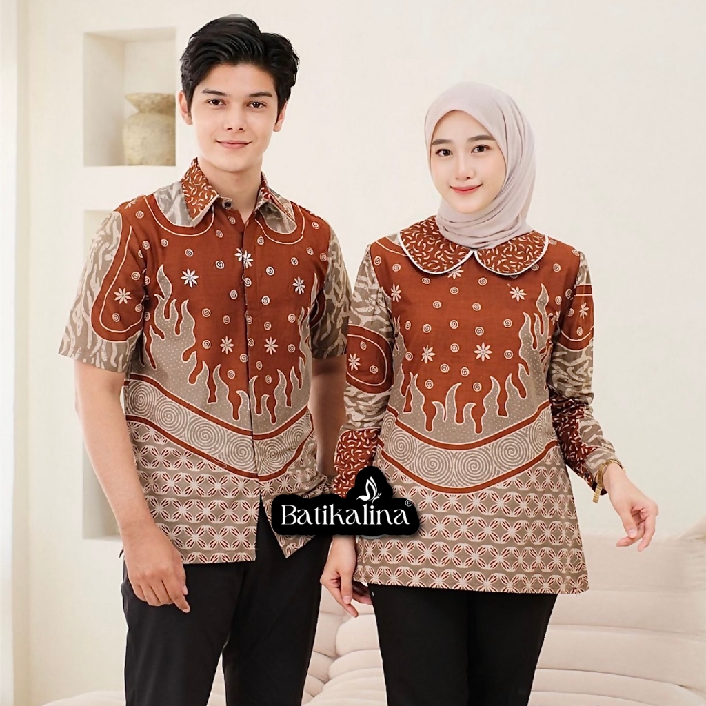 Jual Batik Couple Modern Atasan Blouse Batik Kerja Kantor Baju Batik ...