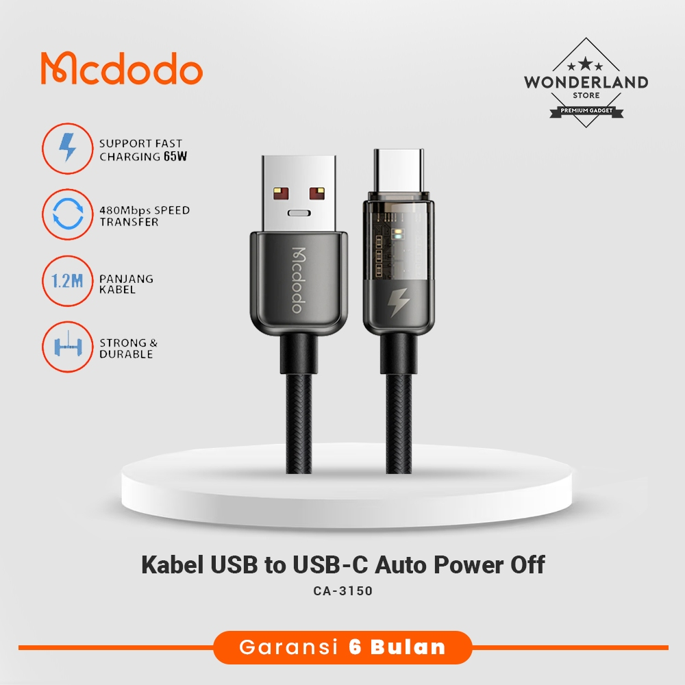 Jual Mcdodo Kabel Data USB to USB-C 6A Super&Turbo Charging Auto Power Off CA-3150 | Shopee ...
