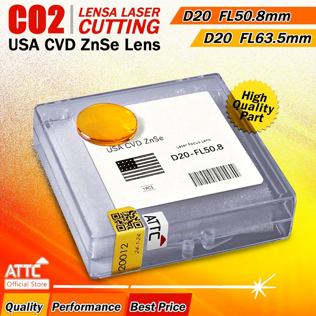 Jual USA CVD ZnSe Lens Lensa Fokus For Laser Cutting CO2 Varian Ukuran ...