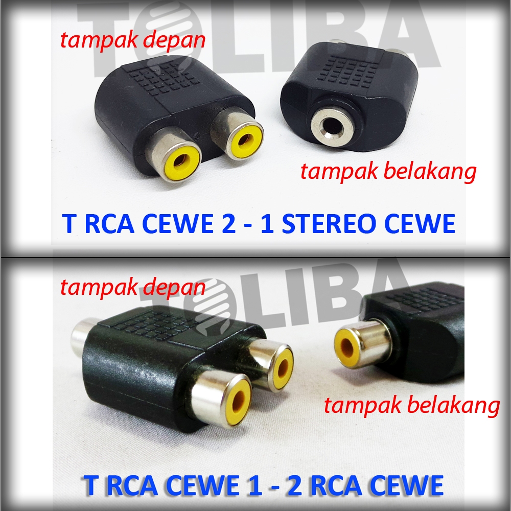 Jual konektor converter cover cewe female rca 1 to 2 cover cewe female ...