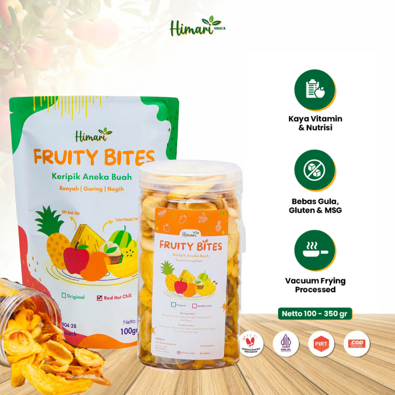 Jual Himari Fruity Bites Keripik Aneka Buah Kering Mix 100% Produk ...