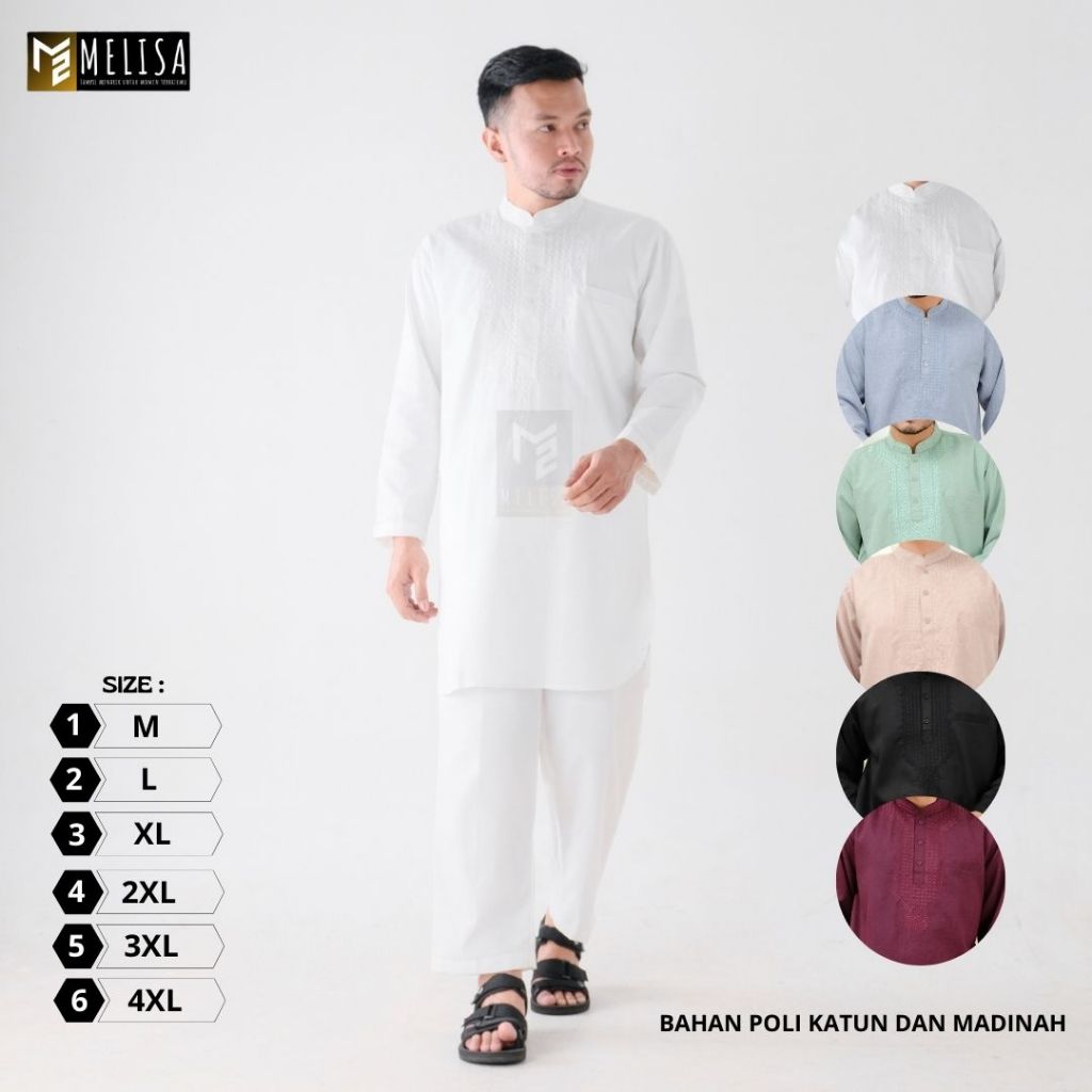 Jual Baju Koko Setelan Pakistan Pria Dewasa Warna Putih Bahan Poli ...