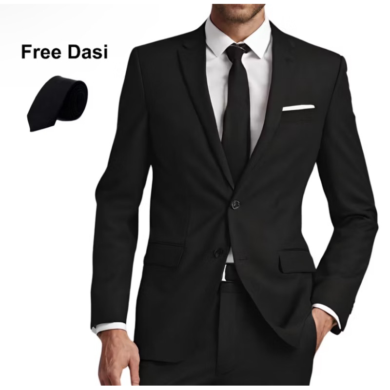 Jual JAS HITAM POLOS PRIA Formal Jas Nikah Wisuda Bahan Premium ...