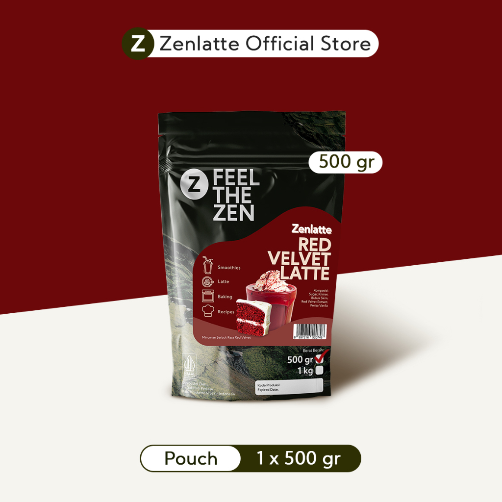 Jual Zenlatte Red Velvet Latte - 500gr & 1kg | Bubuk Red Velvet | Red ...