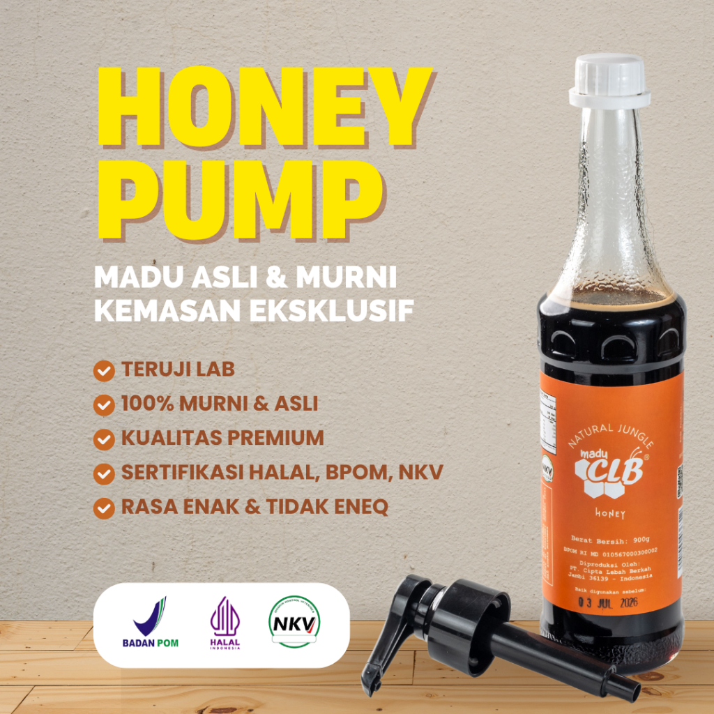 Jual CLB 𝗛𝗢𝗡𝗘𝗬 𝗣𝗨𝗠𝗣 / Madu Asli Murni kemasan praktis dengan Botol PUMP ...