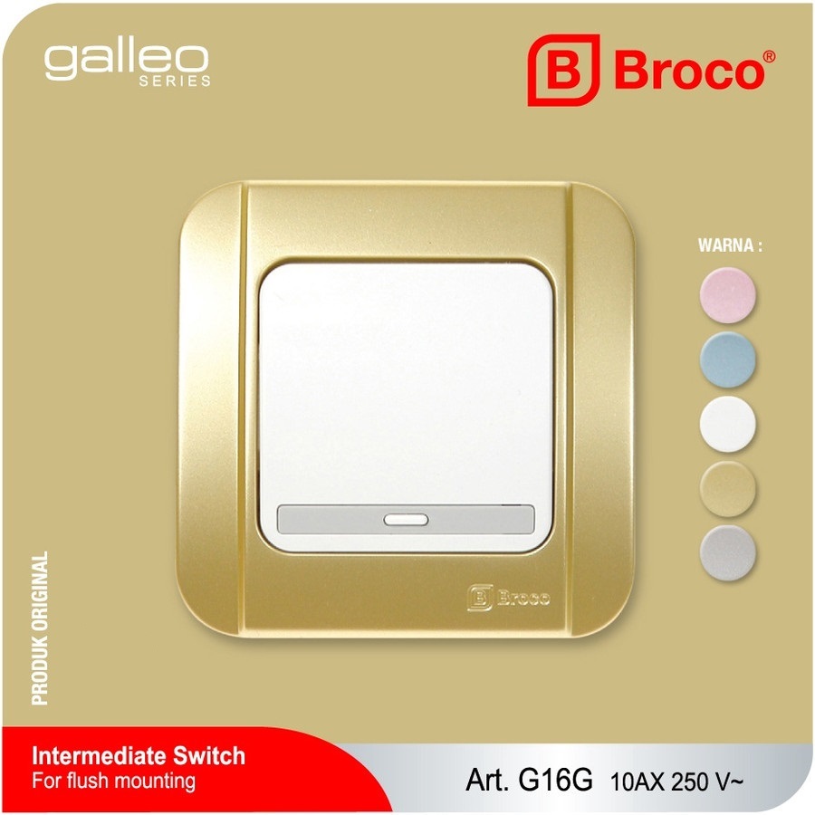 Jual SAKLAR BROCO GALLEO SINGLE SWITCH Gold G161 G-161 | Shopee Indonesia