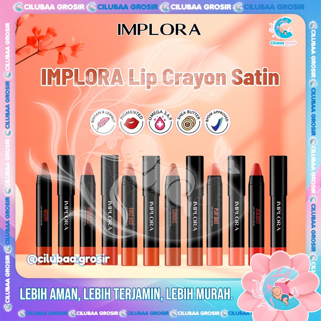 Jual IMPLORA Lip Crayon Satin || Lipstick || Lip Cream || Lip Crayon 3 ...