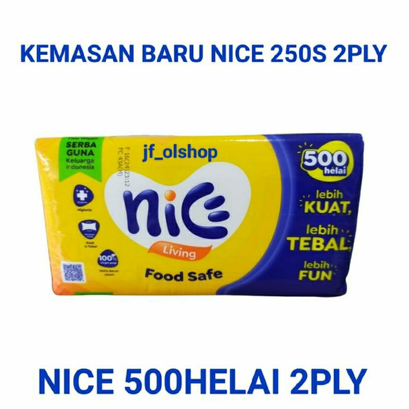 Jual Tisu Tissue NICE Facial Soft Pack 500HELAI 2PLY ( KEMASAN BARU ...